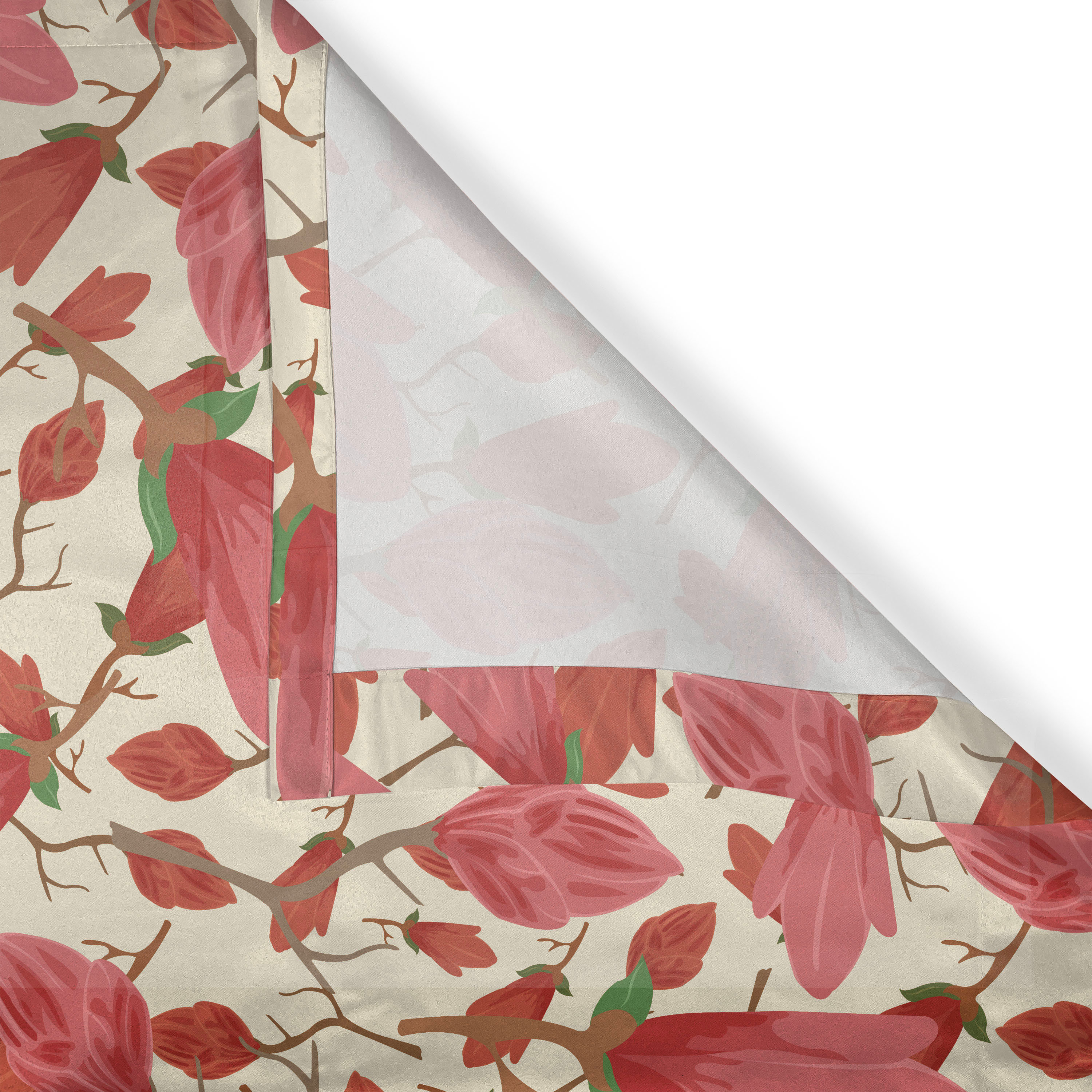 Red Barrel Studio® Magnolia Pattern Grommet Curtain Art Delicate Bloom 50" x 84" Pale Ruby Fern ...